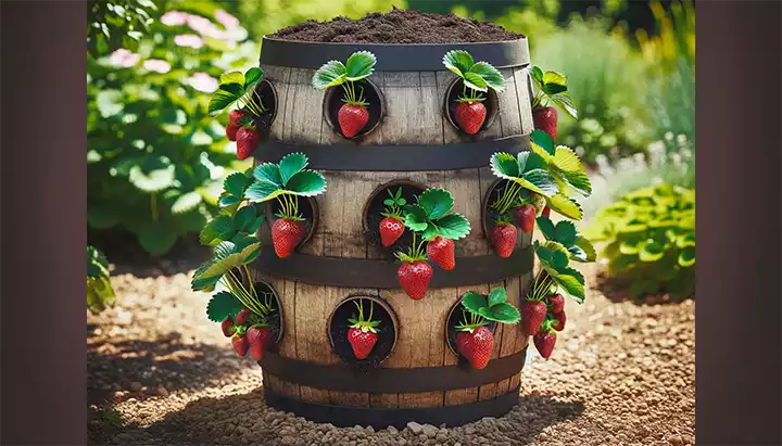 How to Create a Strawberry Tower from a Barrel - sharingideas.me